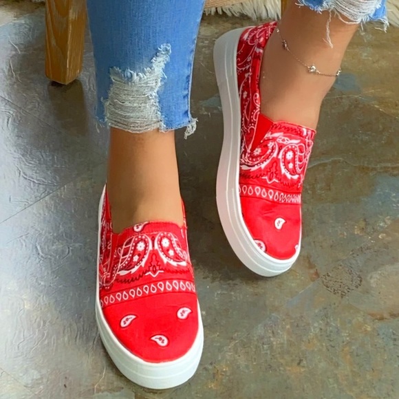 Shoes | Restocked Lucky Red Bandana Sneaker | Poshmark